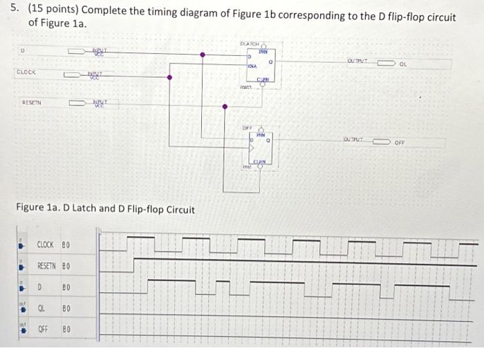 Solved 5. (15 points) Complete the timing diagram of Figure | Chegg.com
