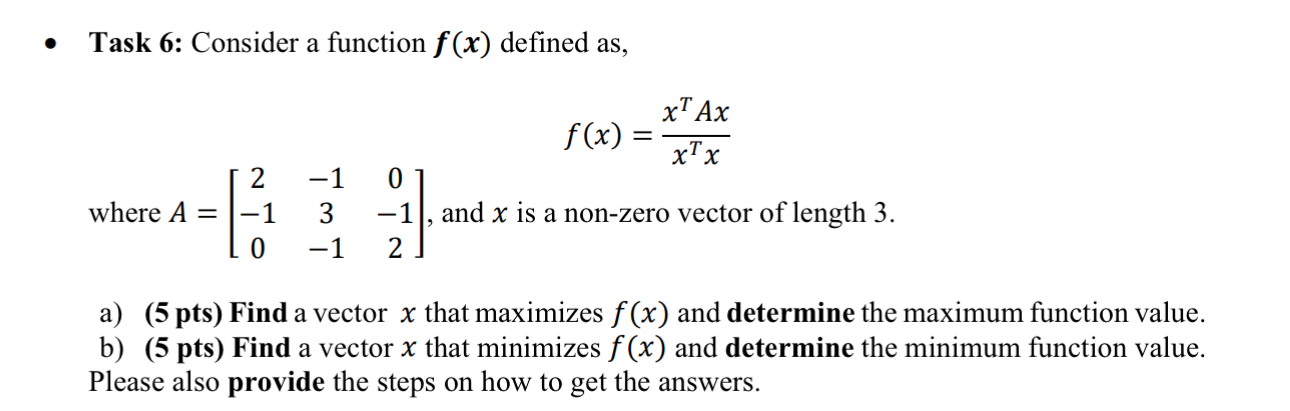 Solved Task 6: Consider a function f(x) ﻿defined | Chegg.com