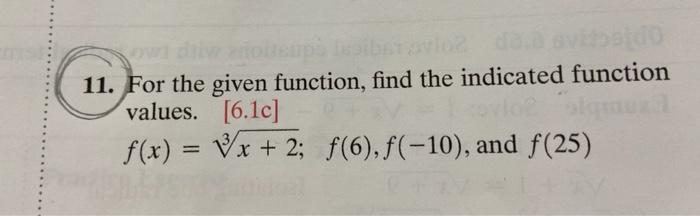 Solved do 11. For the given function, find the indicated | Chegg.com