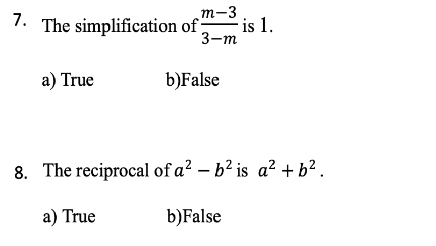 Solved The simplification of m-33-m ﻿is 1 .a) | Chegg.com