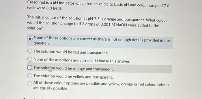 Solved (yellow) to 8.8 (red). The initial colour of the | Chegg.com