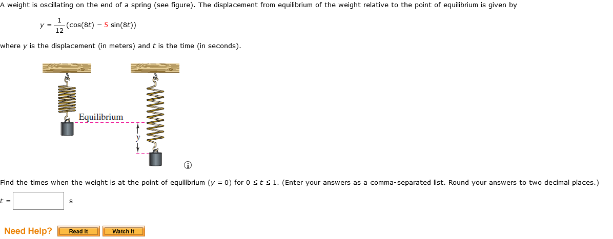 Solved A weight is oscillating on the end of a spring (see | Chegg.com