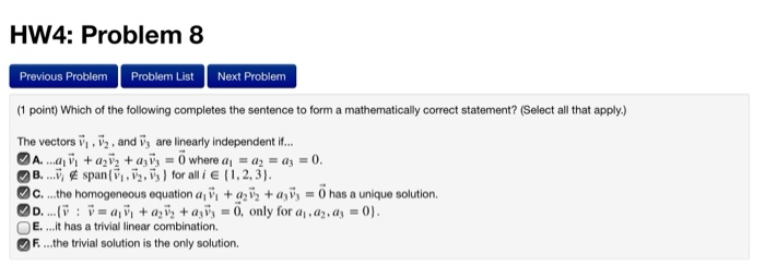 Solved HW4: Problem 8 Previous Problem Problem List Next | Chegg.com
