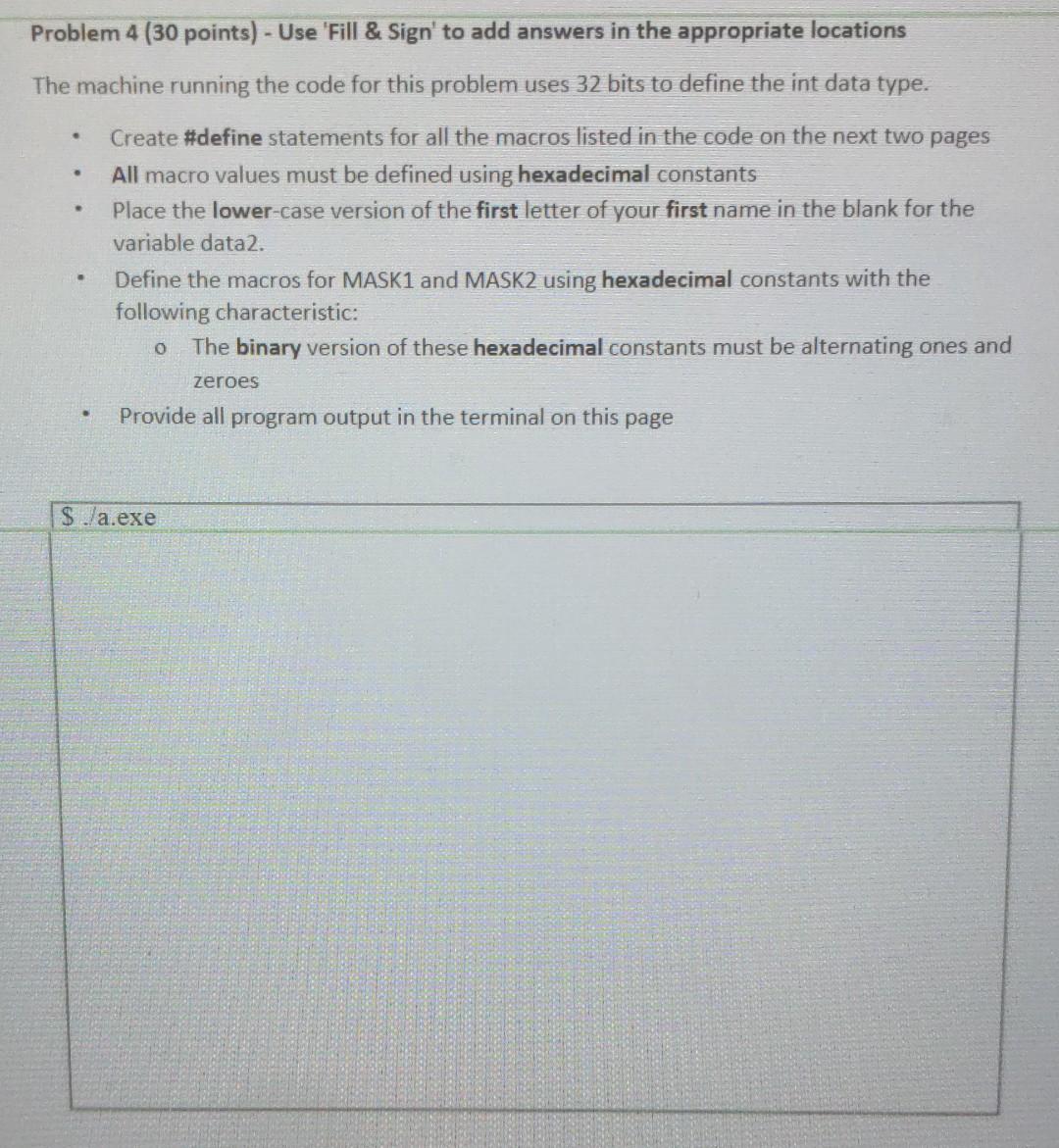 Solved Problem 4 ( 30 points) - Use 'Fill \& Sign' to add | Chegg.com