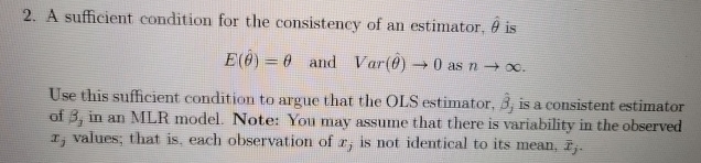 Solved A sufficient condition for the consistency of an | Chegg.com
