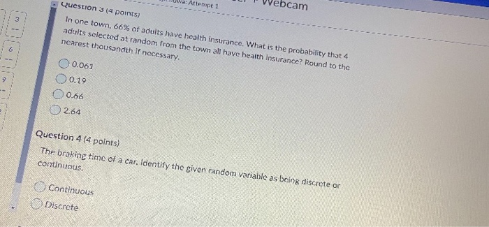 Solved Altenpt 1 Question 1 (4 points) The following table | Chegg.com