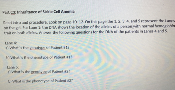 Solved Part C3: Inheritance of Sickle Cell Anemia Read intro | Chegg.com
