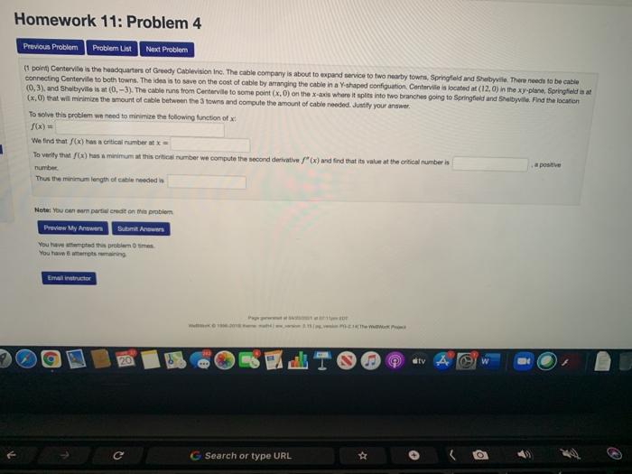Solved Homework 11: Problem 4 Previoun Problem Problem Ust | Chegg.com