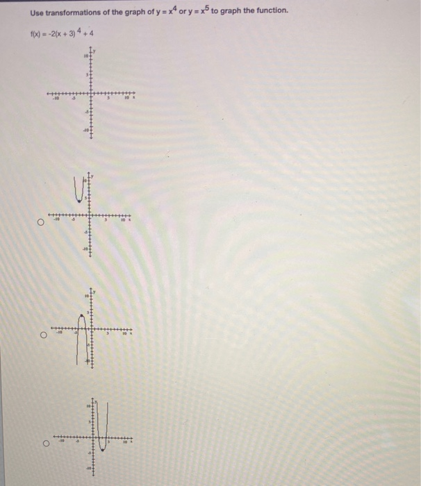 Solved Use transformations of the graph of y = x4 or y = x5 | Chegg.com