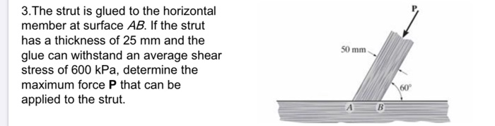 Solved 50 mm 3.The strut is glued to the horizontal member | Chegg.com