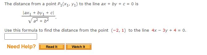 Solved The distance from a point P1(x1,y1) ﻿to the line | Chegg.com