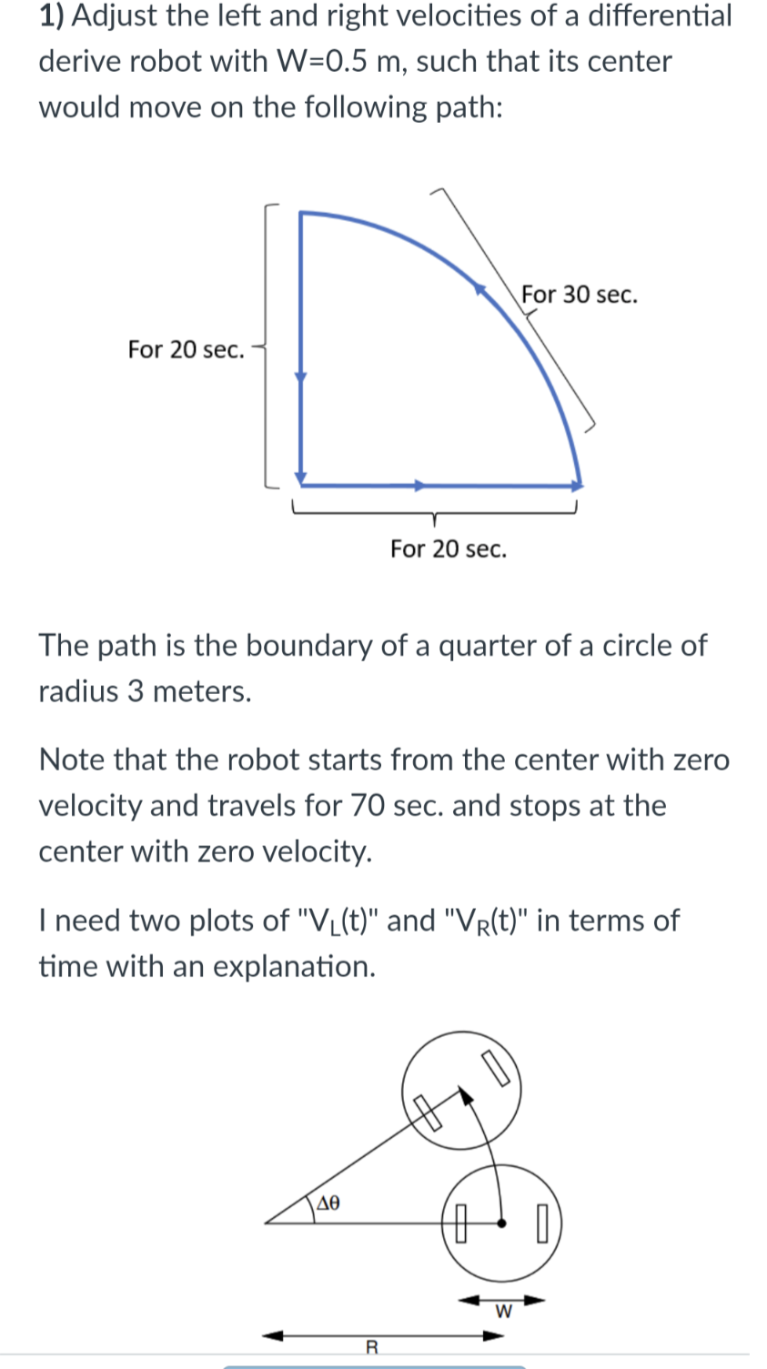 Solved 1) Adjust the left and right velocities of a | Chegg.com