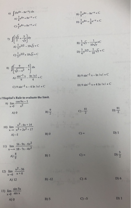 Solved Sex 8 2 Dx A Ax 8e X C 4 8e X C A 32312 10w Y C
