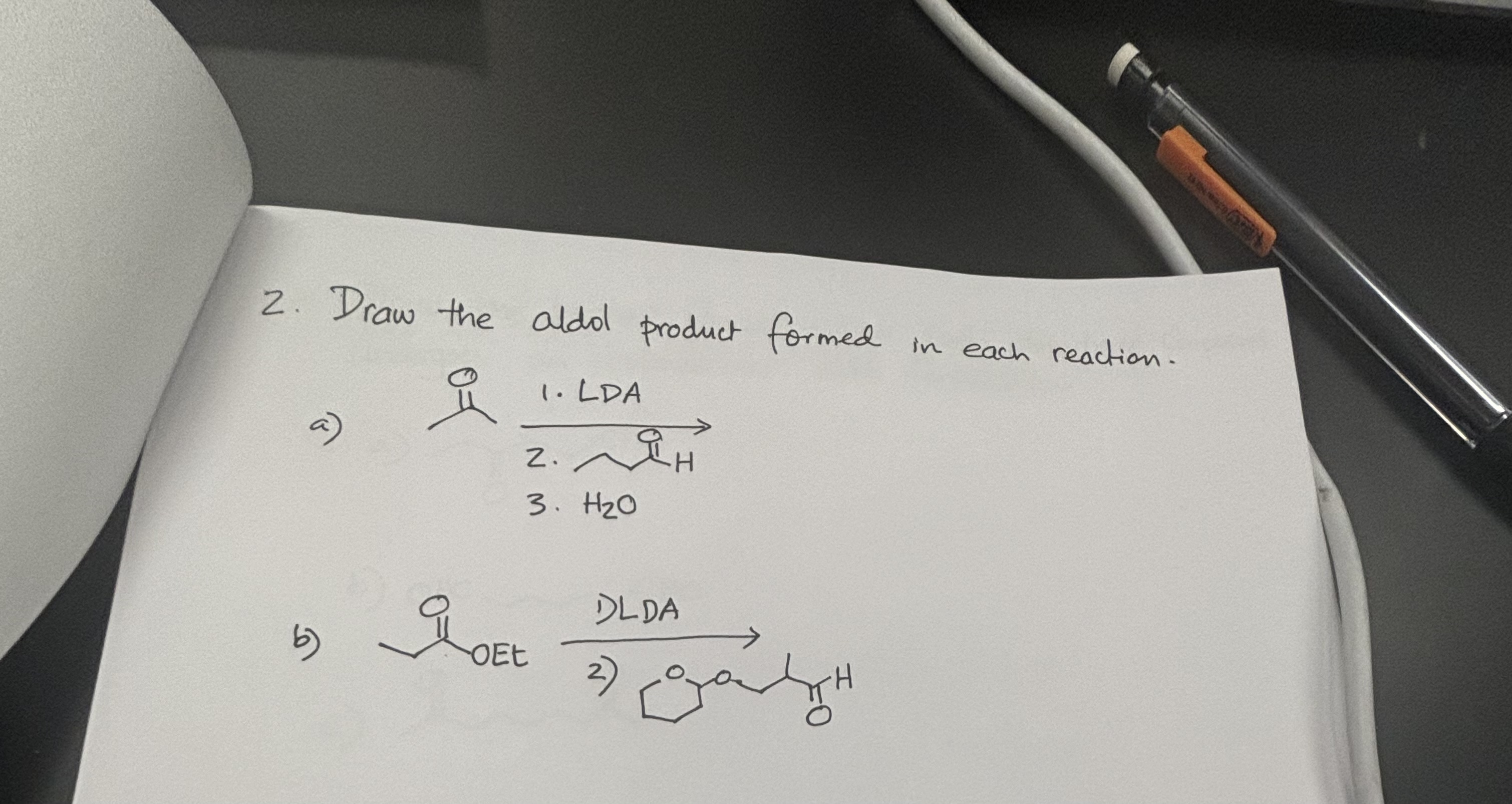 Solved Draw the aldol product formed in each reaction.a)H2O | Chegg.com