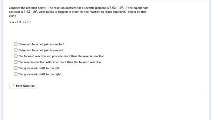 Solved Consider the reaction below. The reaction quotient | Chegg.com