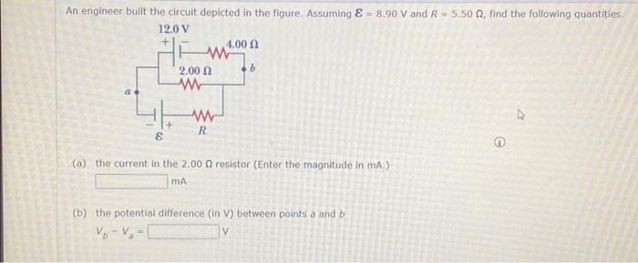 Solved An engineer built the circuit depicted in the figure. | Chegg.com