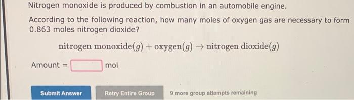 Solved Nitrogen monoxide is produced by combustion in an | Chegg.com
