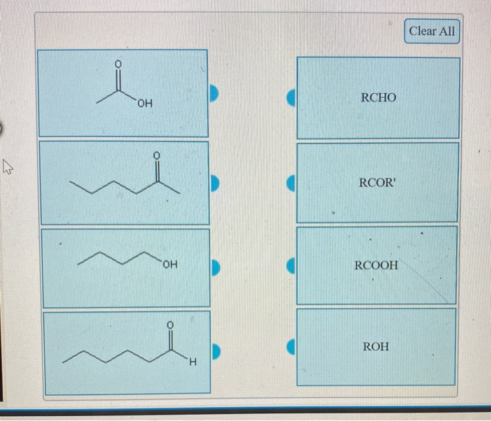 Solved Clear All OH RCHO RCOR RCOOH ROH | Chegg.com