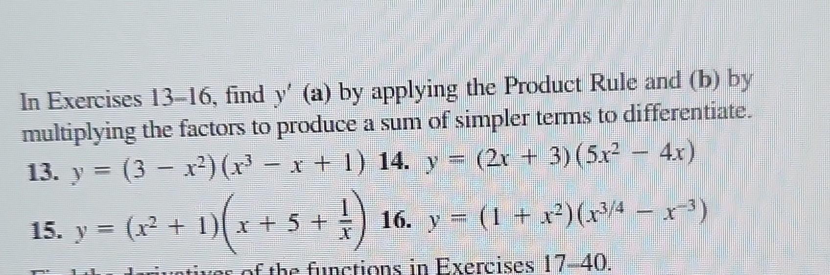 Solved In Exercises 13-16, find y′ (a) by applying the | Chegg.com