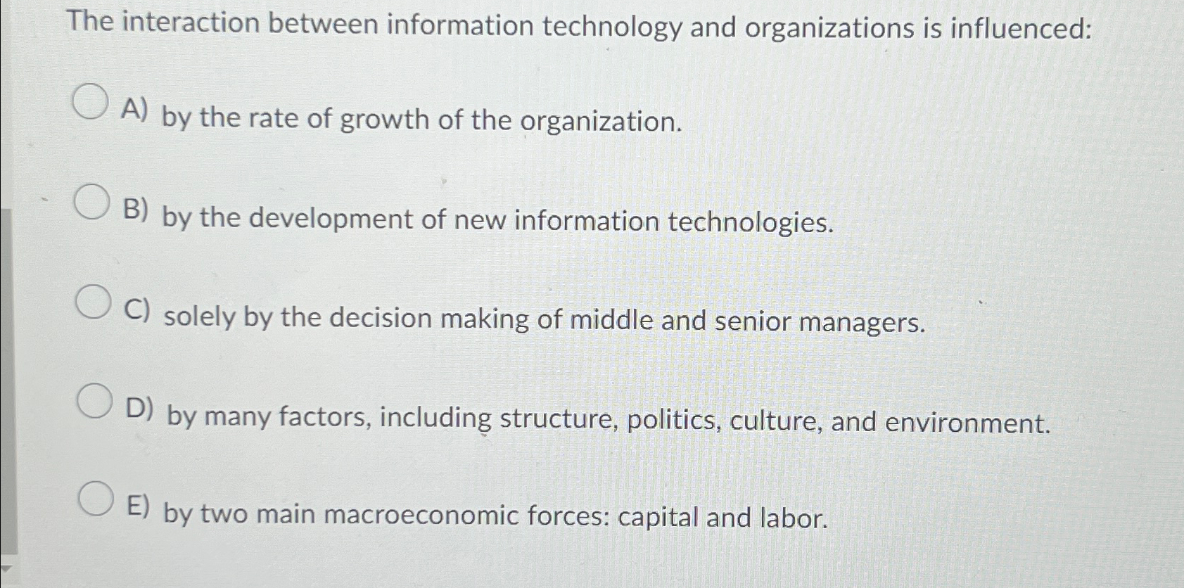 Solved The interaction between information technology and | Chegg.com