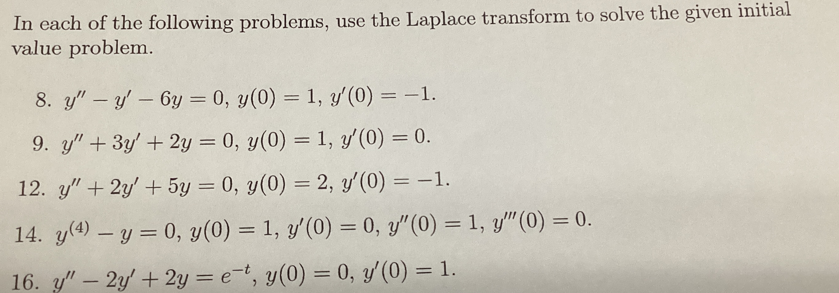 Solved In each of the following problems, use the Laplace | Chegg.com