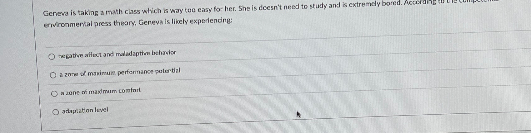 Solved Geneva is taking a math class which is way too easy | Chegg.com