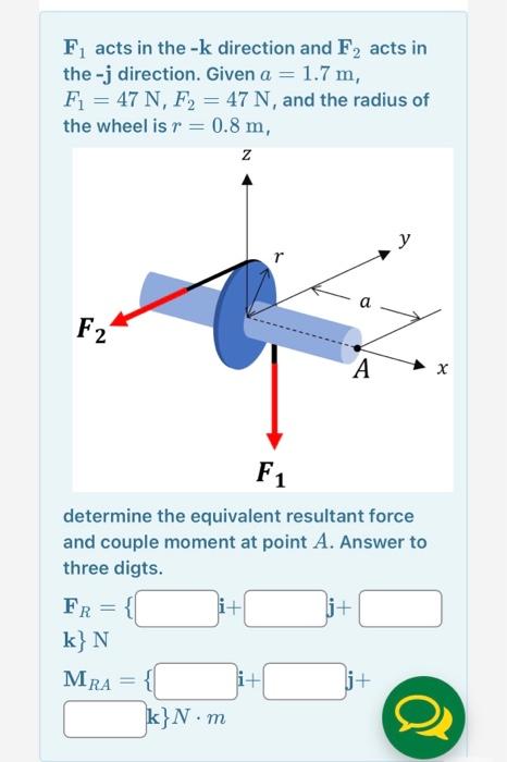 Solved F1 acts in the −k direction and F2 acts in the −j | Chegg.com