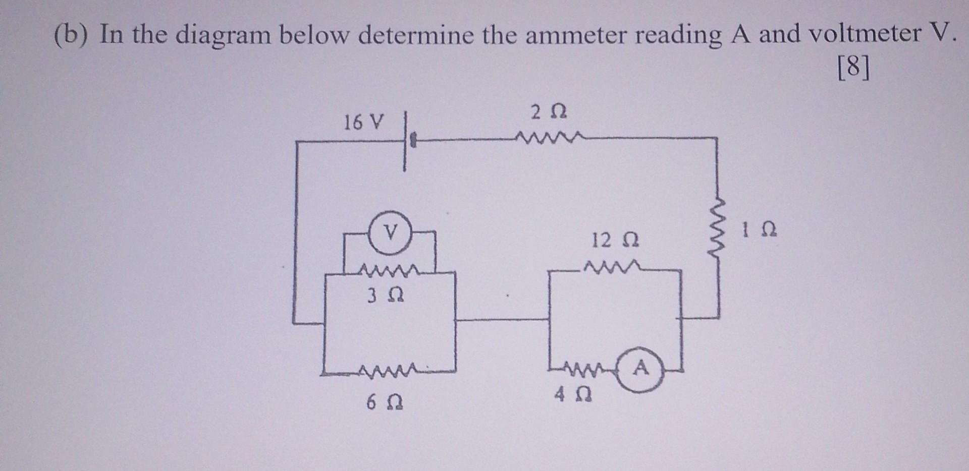 Solved (b) In the diagram below determine the ammeter | Chegg.com