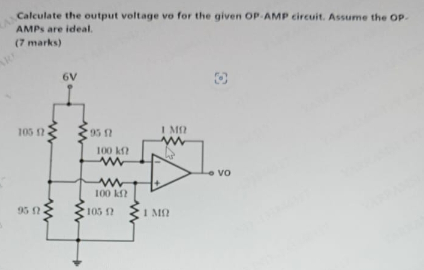 Solved Calculate the output voltage vo for the given OP-AMP | Chegg.com
