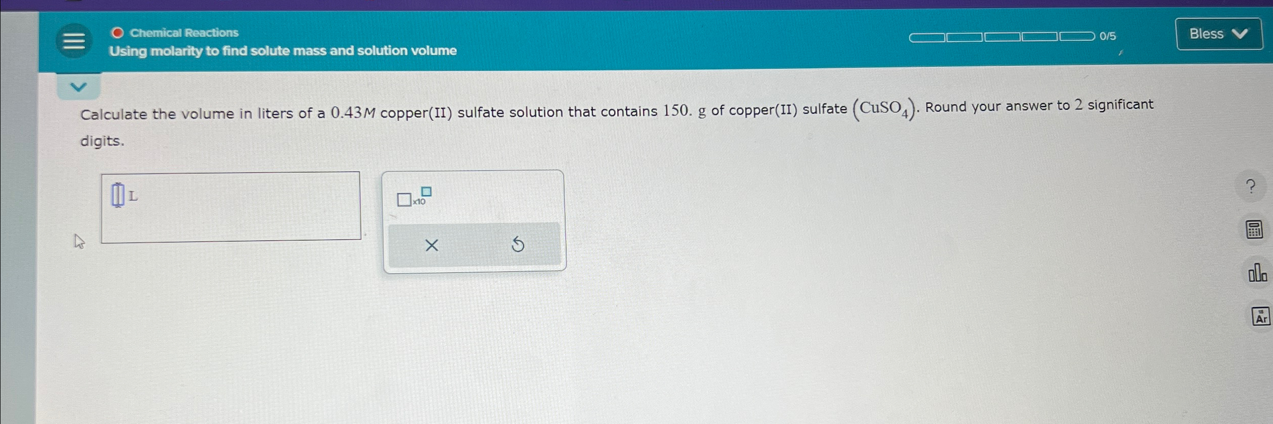 Solved Chemical ReactionsUsing molarity to find solute mass | Chegg.com