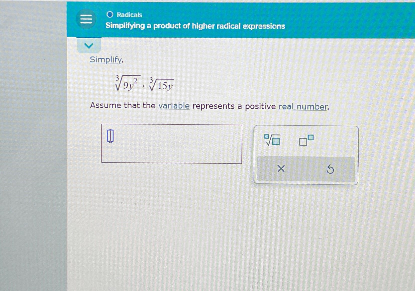 Solved RadicalsSimplifying a product of higher radical | Chegg.com