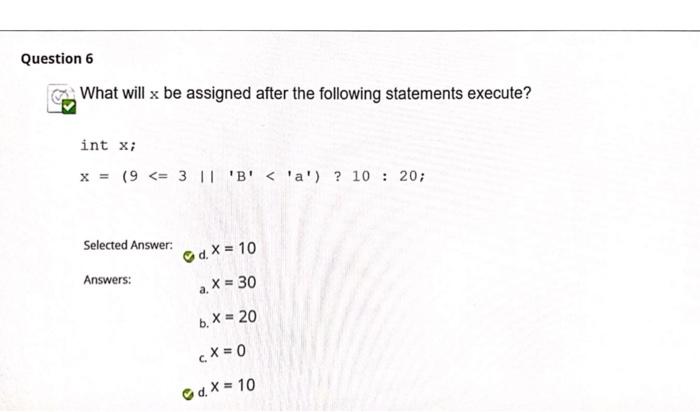 Solved What would be the output of the following statements: | Chegg.com