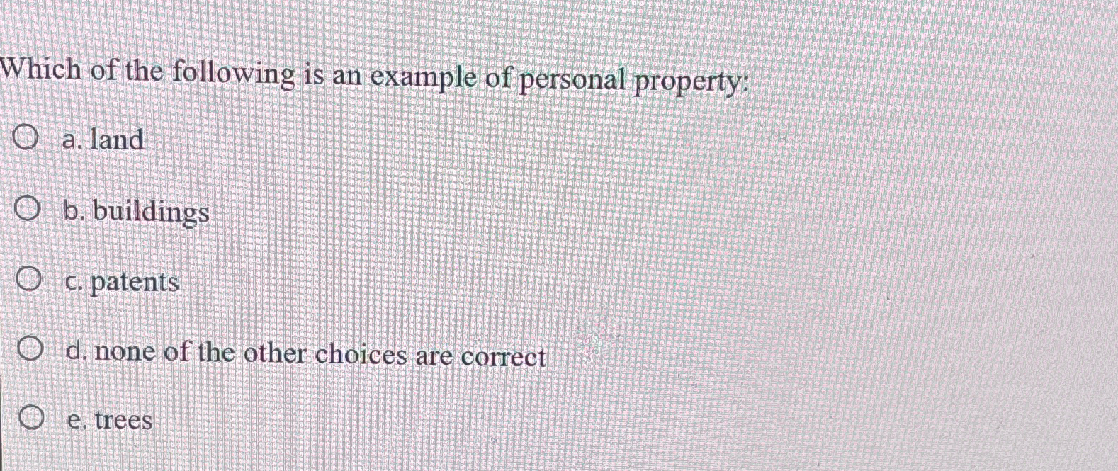 Solved Which of the following is an example of personal | Chegg.com