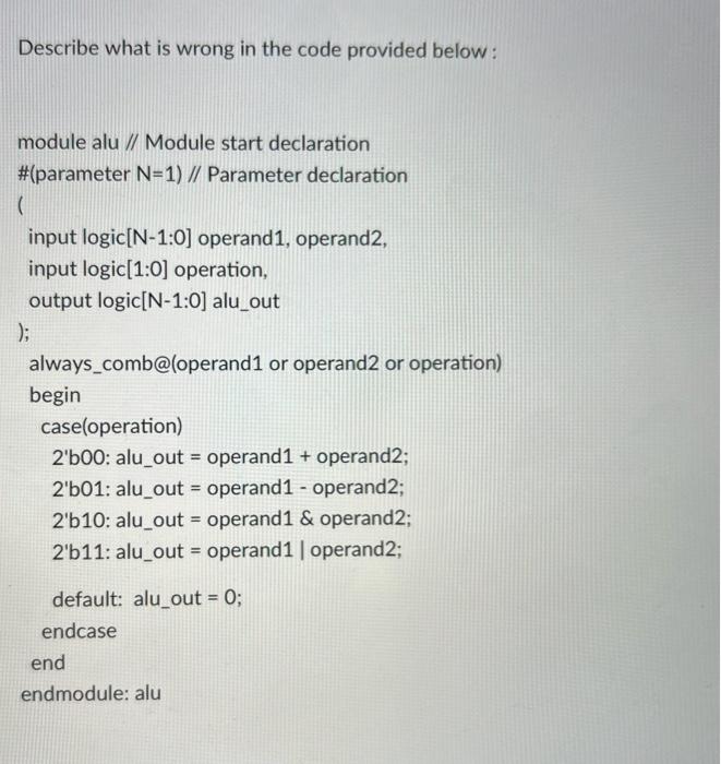 Solved Describe what is wrong in the code provided below : | Chegg.com