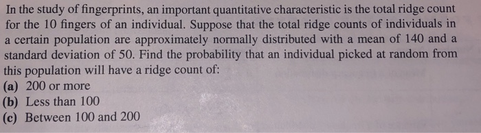 Solved In the study of fingerprints, an important | Chegg.com
