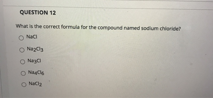 Solved QUESTION 12 What is the correct formula for the | Chegg.com