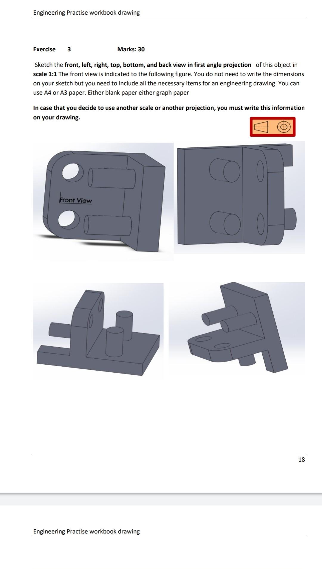 Solved Engineering Practise workbook drawing Exercise 3 | Chegg.com