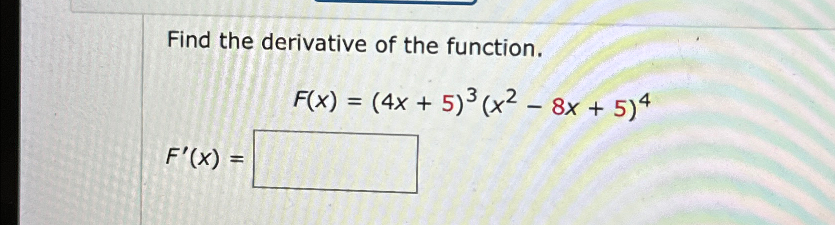 Solved Find the derivative of the | Chegg.com
