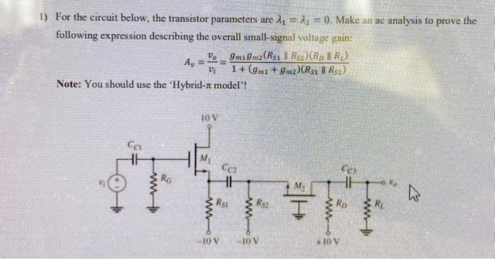 Solved For the circuit below, the transistor parameters are | Chegg.com