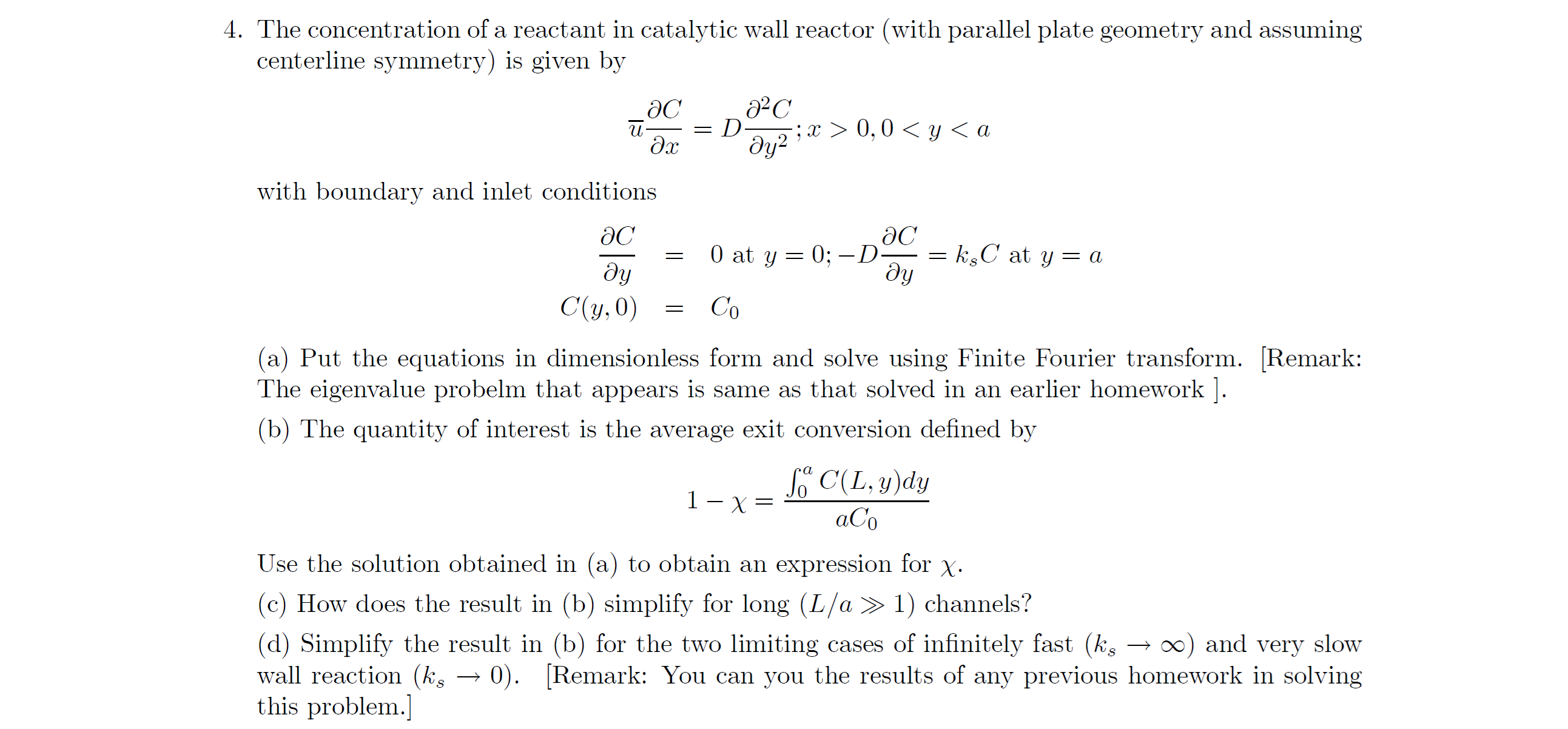 Solved The concentration of ﻿a reactant in ﻿catalytic wall | Chegg.com