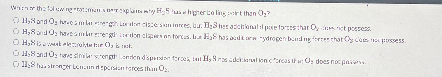 Solved Which of the following statements best explains why | Chegg.com