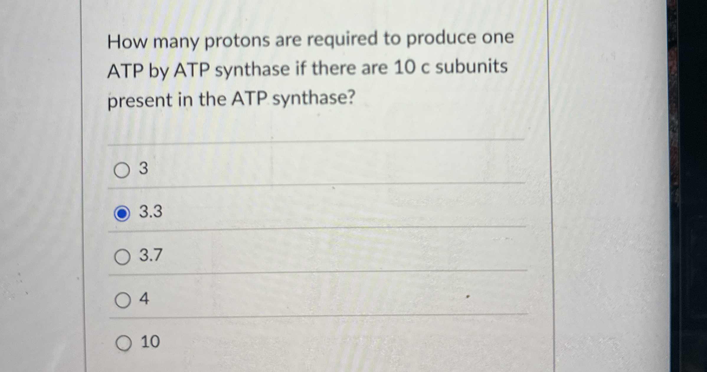 Solved How many protons are required to produce one ATP by | Chegg.com