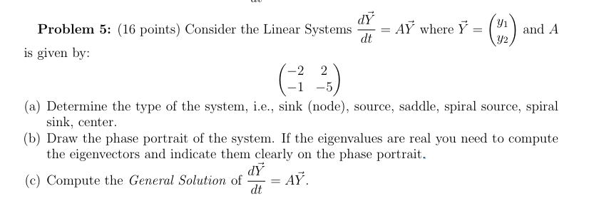 Solved Problem 5: (16 ﻿points) ﻿Consider the Linear Systems | Chegg.com
