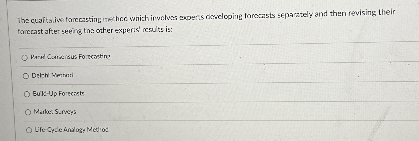 Solved The qualitative forecasting method which involves | Chegg.com