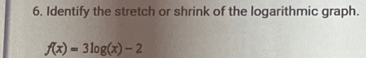 Solved Identify the stretch or shrink of the logarithmic | Chegg.com