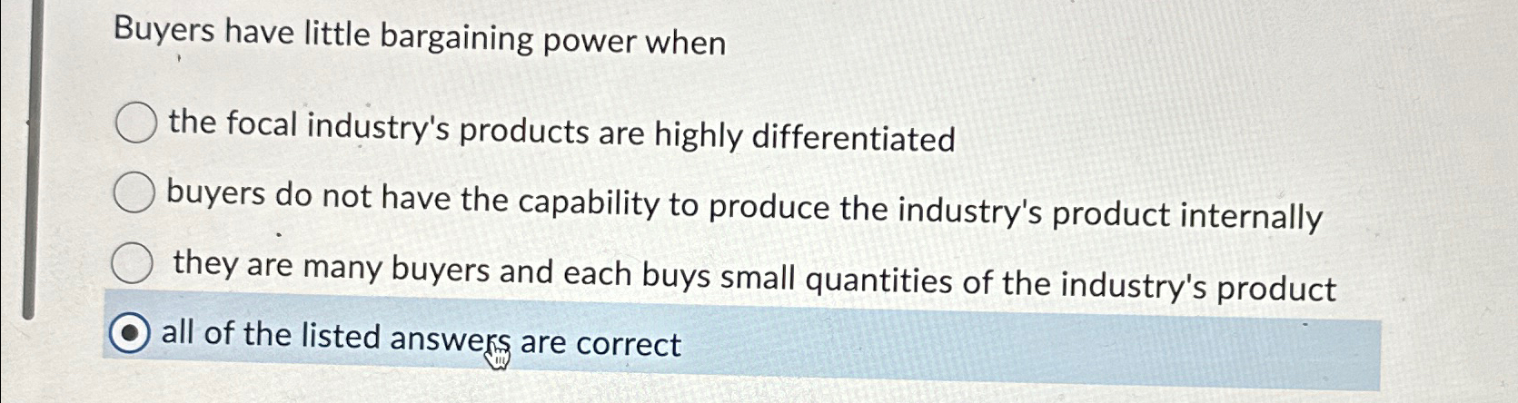 Solved Buyers have little bargaining power whenthe focal | Chegg.com