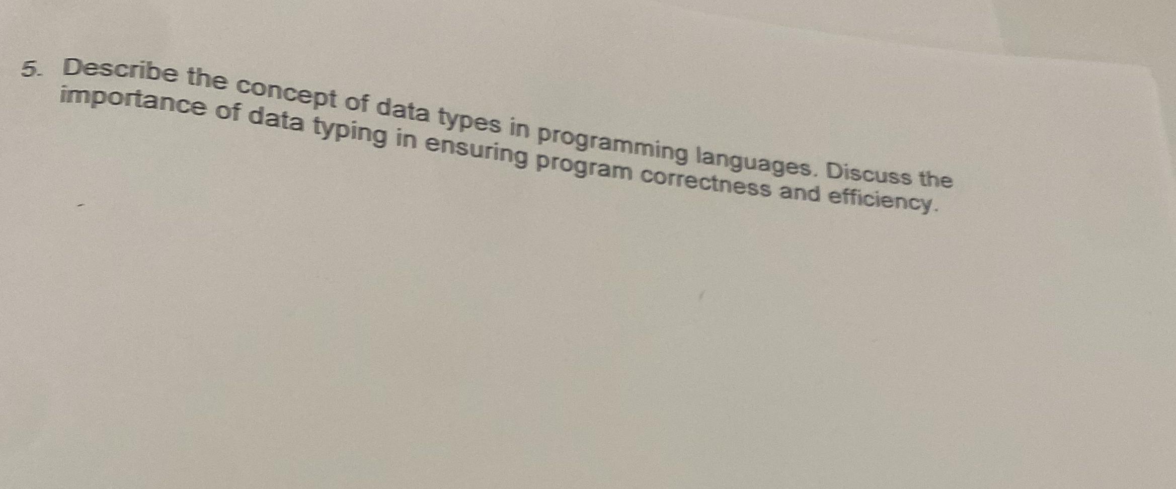 Solved Describe the concept of data types in programming | Chegg.com