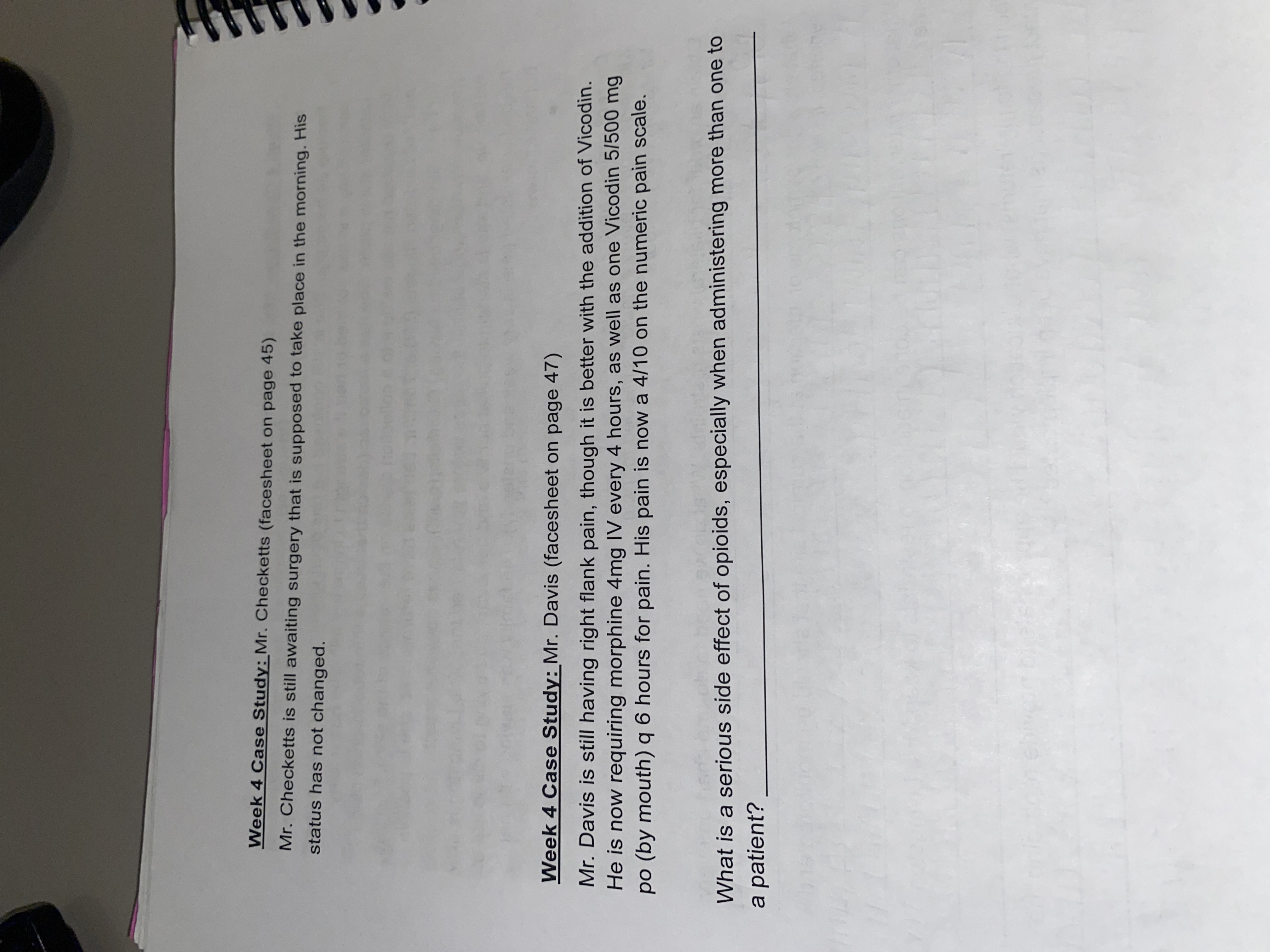 Solved Week 4 ﻿Case Study: Mr. ﻿Checketts (facesheet on page | Chegg.com