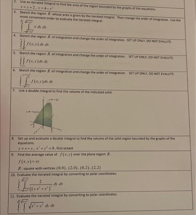 Solved 2. Use an iterated integral to find the area of the | Chegg.com