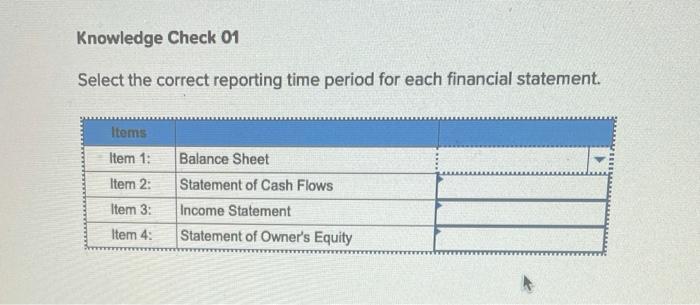 Solved Knowledge Check 01 Select the correct reporting time | Chegg.com